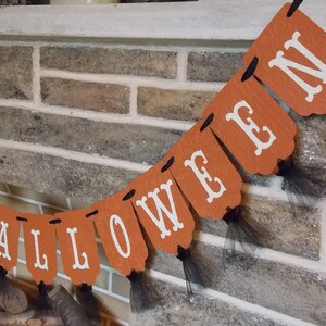 Happy Halloween Banner, Cream Orange and Black Banner, Halloween ...