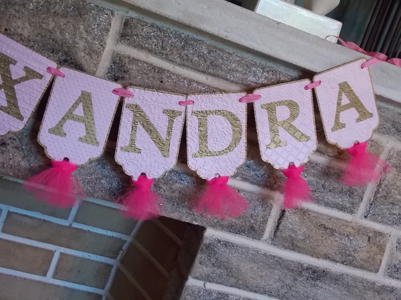 Girls Name Banner Pink and Gold Banner Embossed Banner With - Etsy