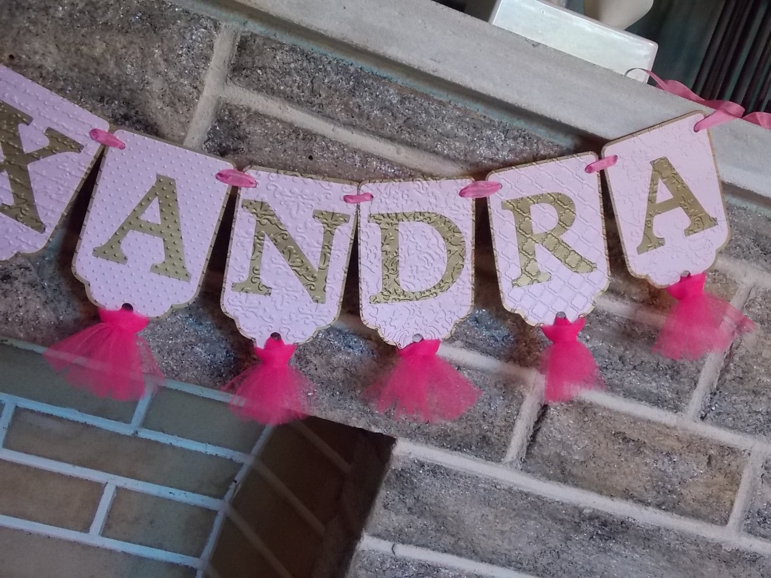 Girls Name Banner Pink and Gold Banner Embossed Banner With - Etsy