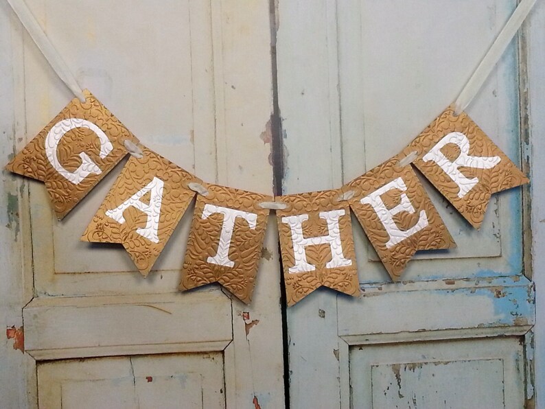 Gather Banner Cream and Gold Holiday Banner Christmas - Etsy