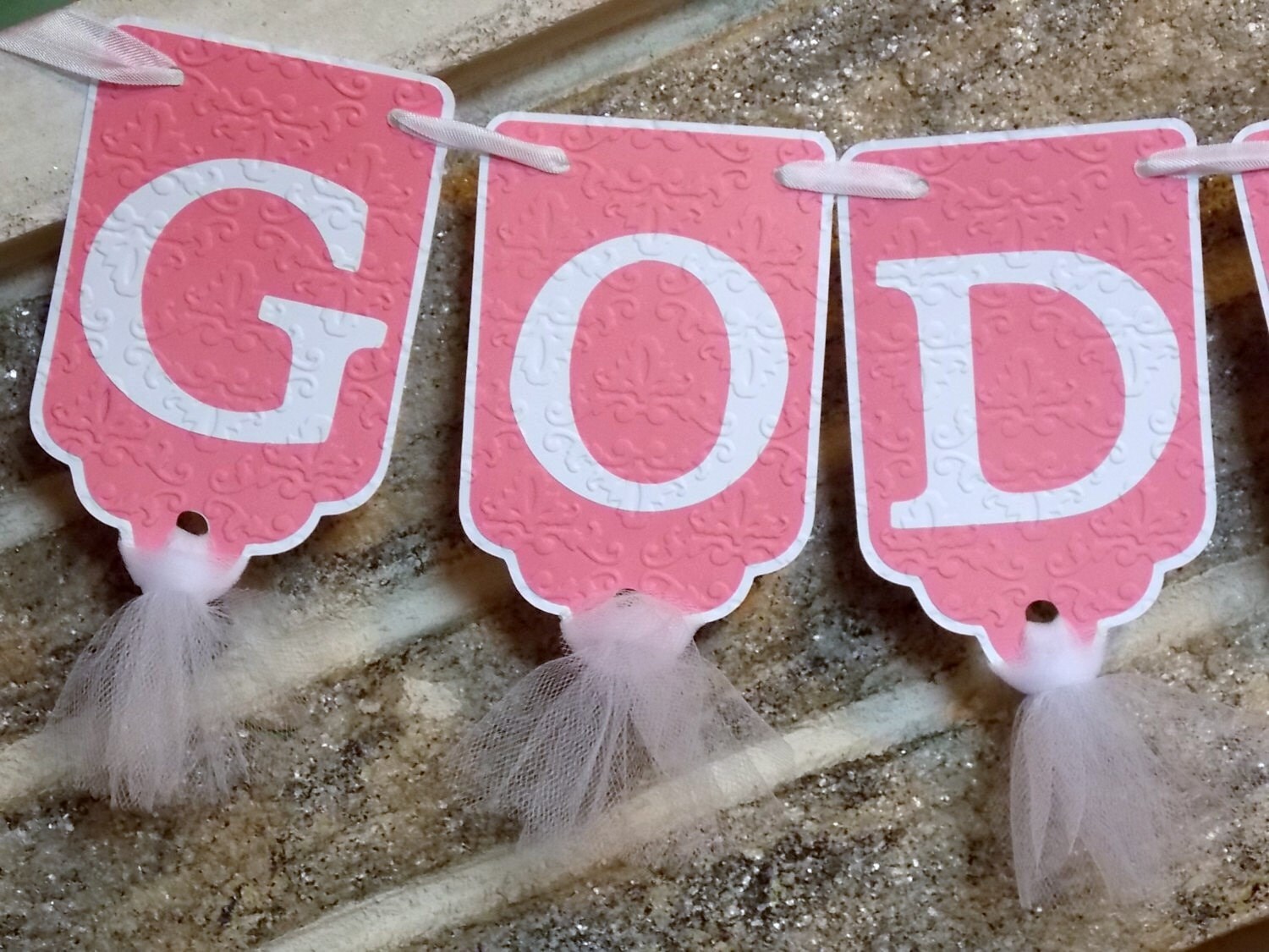God Bless Banner in Pink and White Christening Decor Baptism - Etsy