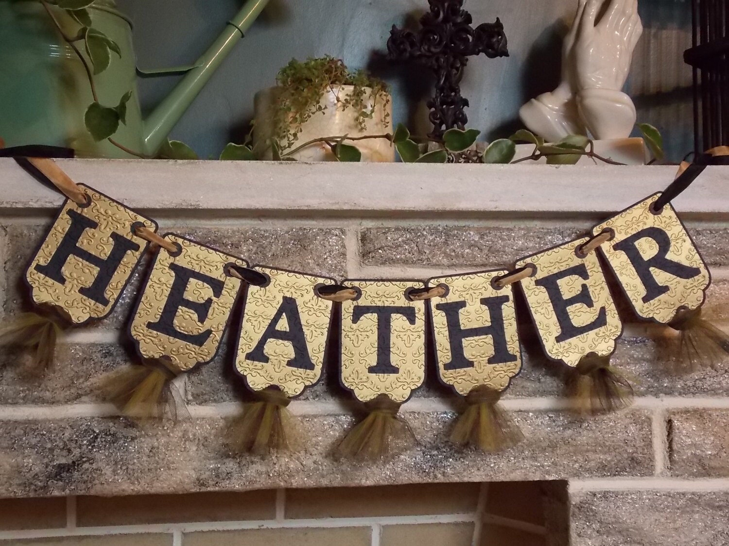 Custom Name Banner in Black and Gold Embossed Banner With - Etsy