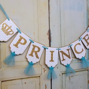 Prince Banner With Crowns White Turquoise and Gold Banner - Etsy