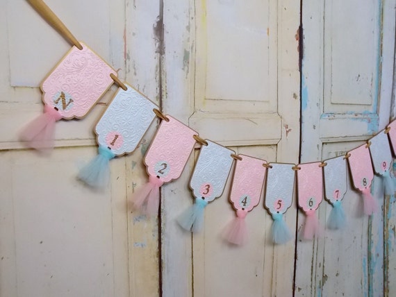 First Year Picture Banner Aqua Pink and Gold Banner With | Etsy