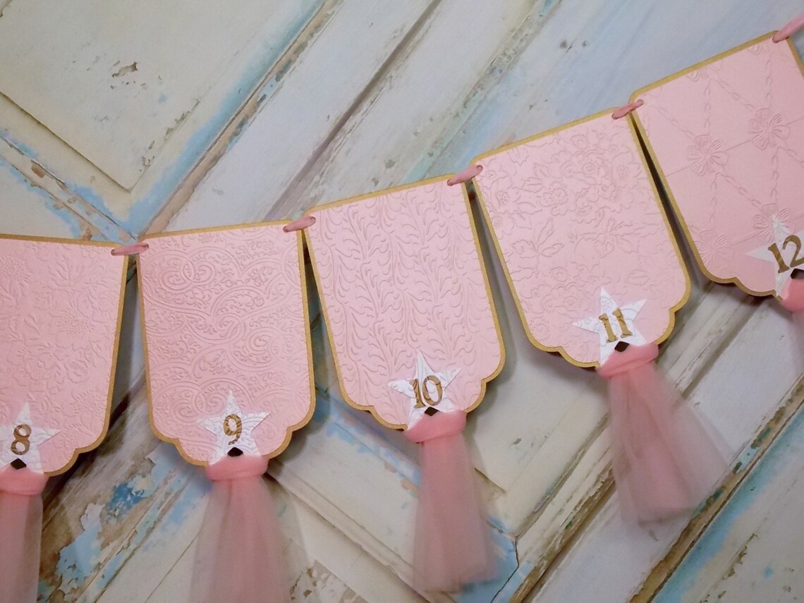 Large First Year Picture Banner Embossed Pink and Gold Banner | Etsy