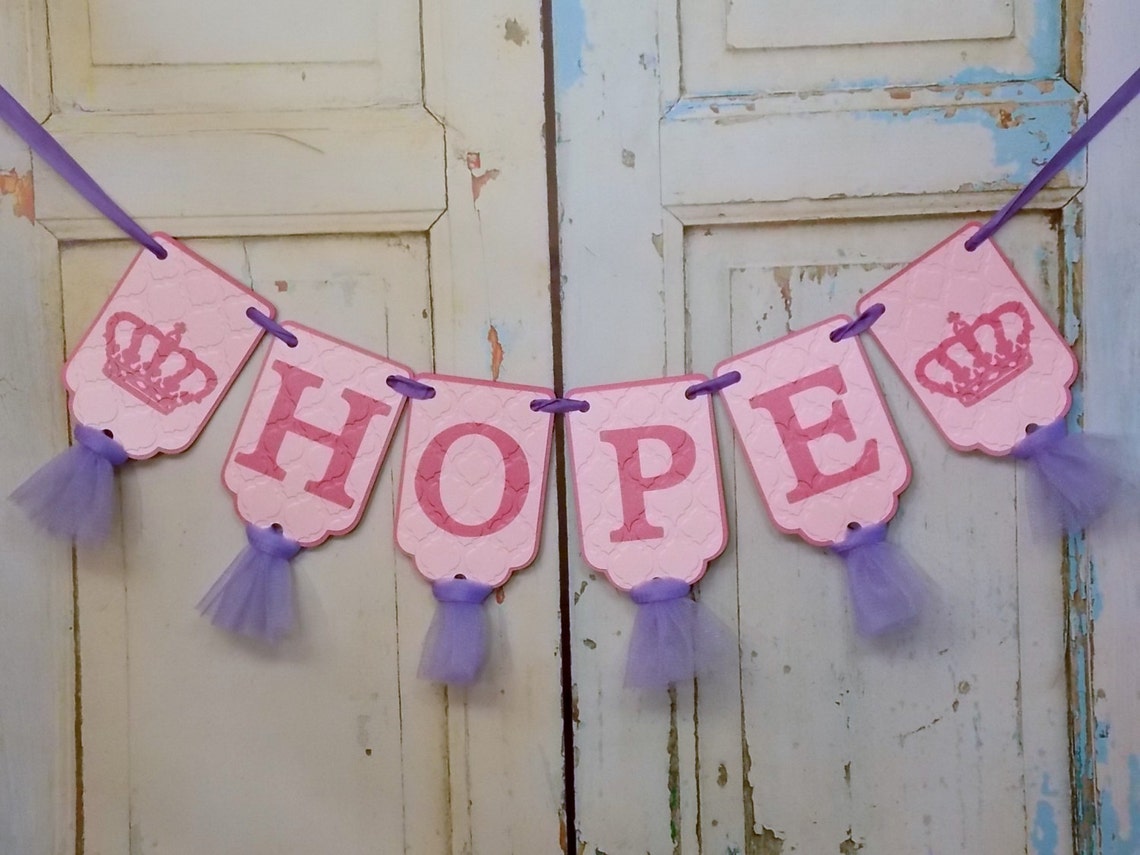 Girls Name Banner With Crowns Pink and Purple Banner With - Etsy