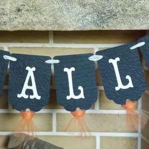 Happy Halloween Banner, Cream Orange and Black Banner, Halloween ...