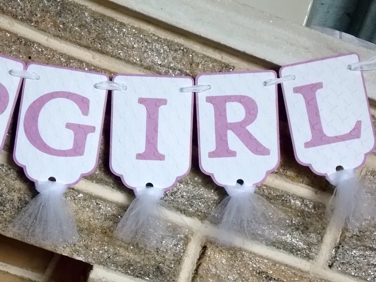 It's A Girl Banner with Hearts White and Lavender Baby | Etsy