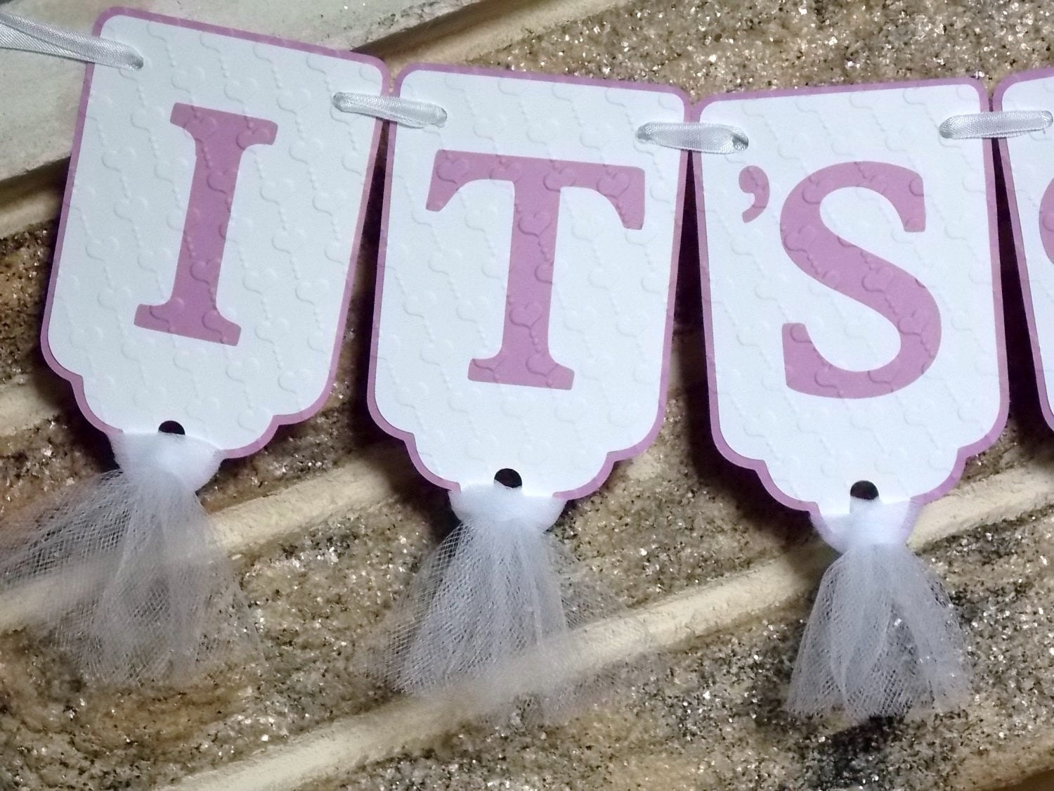 It's A Girl Banner with Hearts White and Lavender Baby | Etsy
