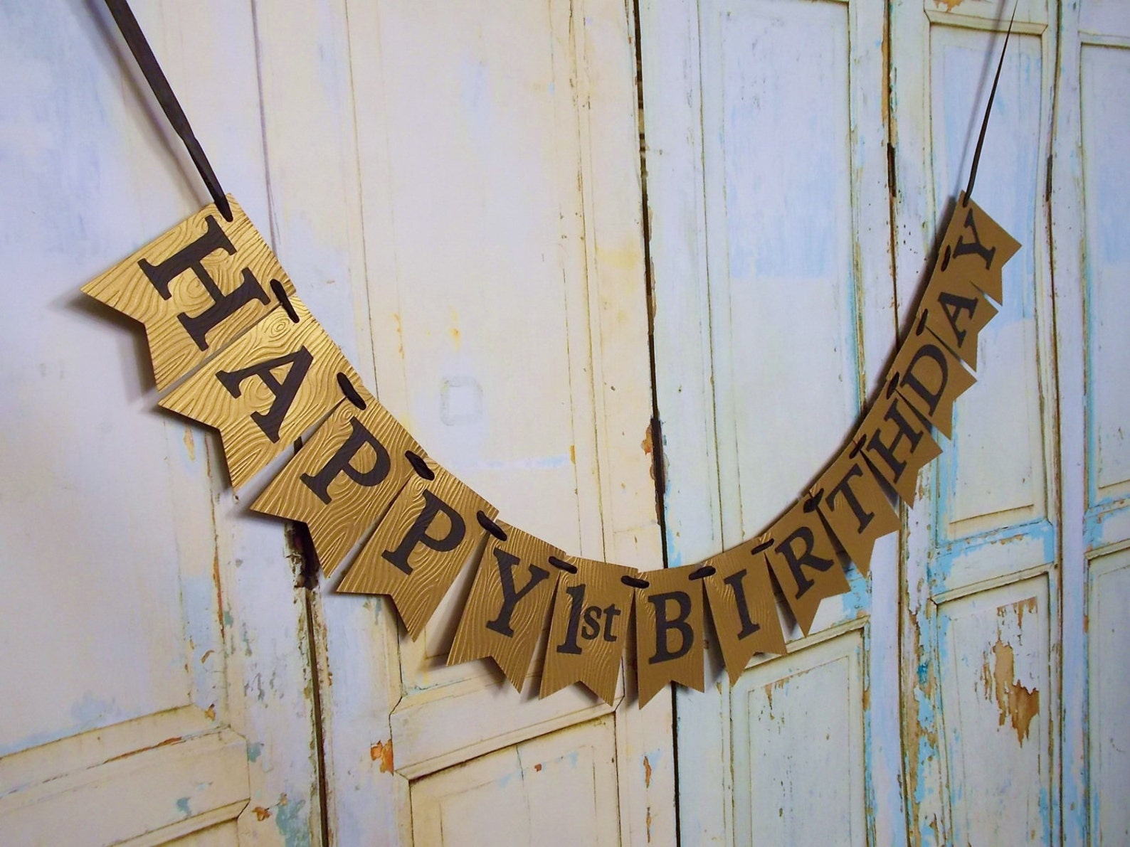 Happy 1st Birthday Banner Name Banner Optional Brown and - Etsy
