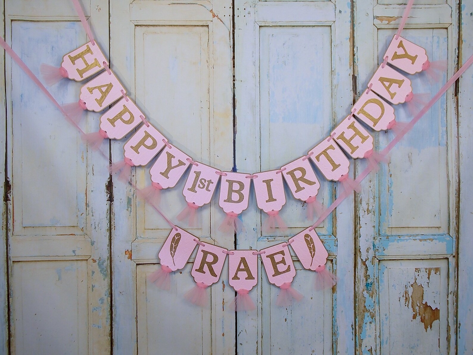 Happy 1st Birthday Banner Name Banner With Feathers Optional | Etsy