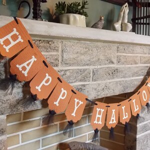 Happy Halloween Banner, Cream Orange and Black Banner, Halloween ...