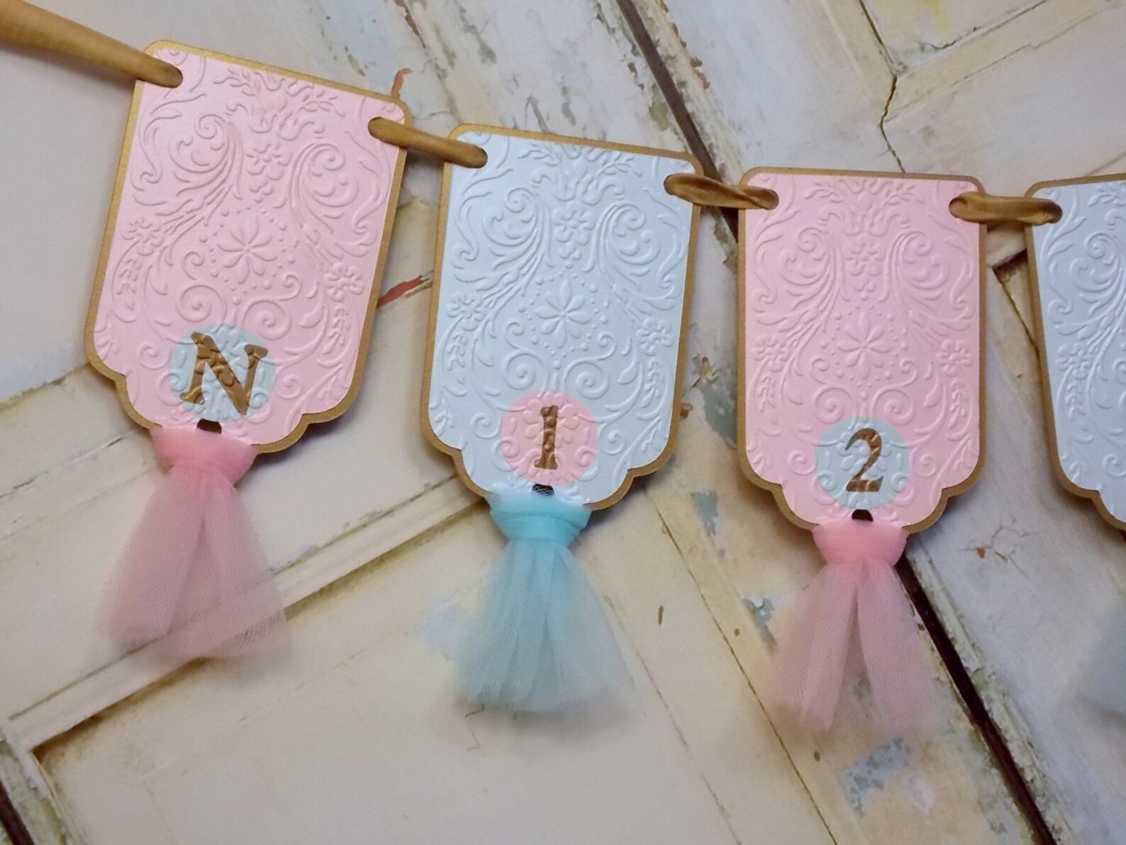 First Year Picture Banner Aqua Pink and Gold Banner with | Etsy