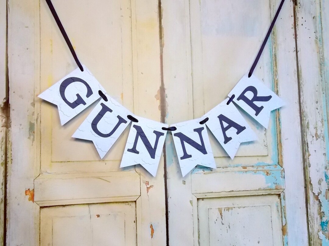 Boys Name Banner, Cloud Embossed Banner in Navy and Light Blue - Etsy