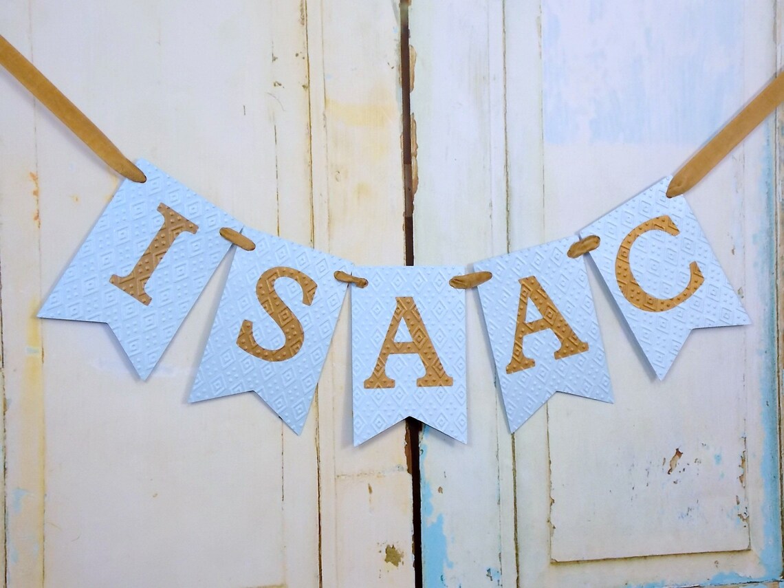 Boys Custom Name Banner Baby Blue and Gold Banner | Etsy