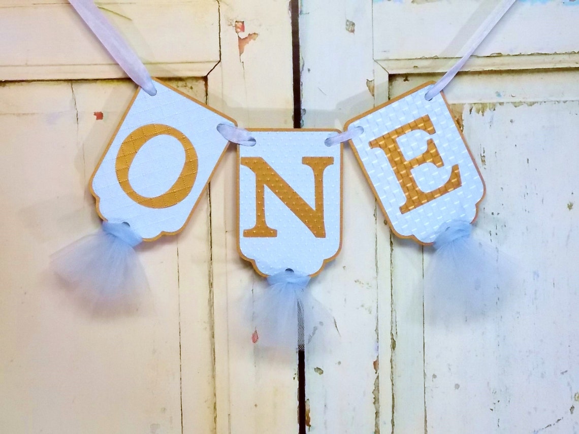 One Banner Boys 1st Birthday Banner Blue and Gold Banner - Etsy