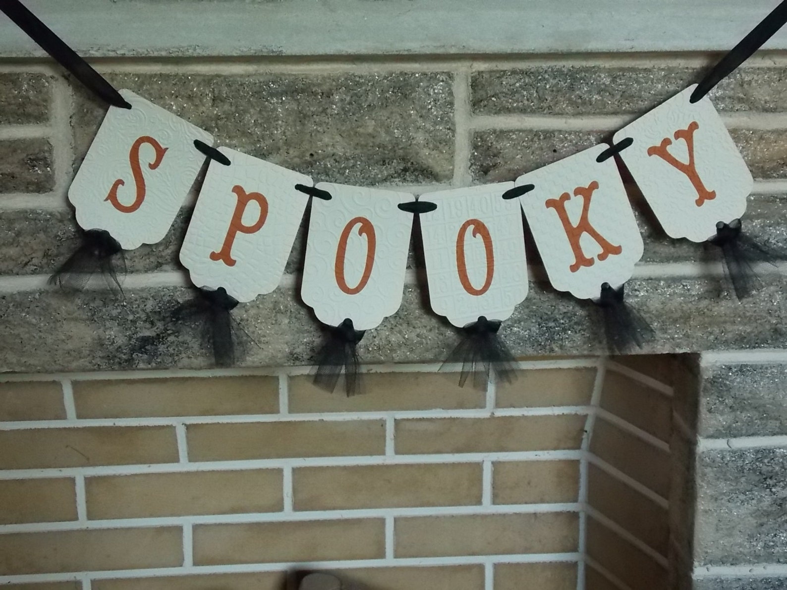 Spooky Halloween Banner Vintage Style Orange Black and Cream - Etsy
