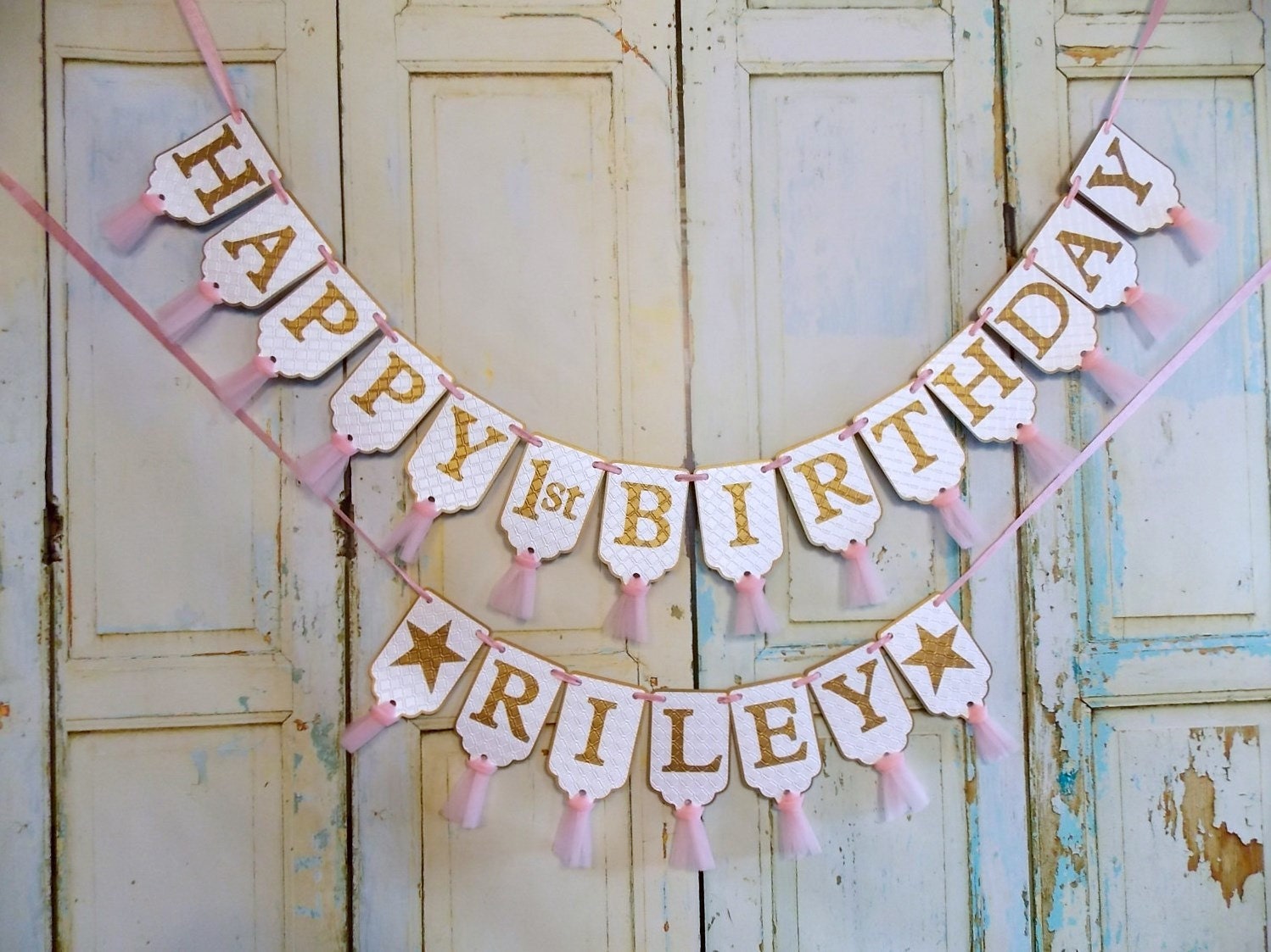 Happy 1st Birthday Banner Name Banner With Stars Optional - Etsy