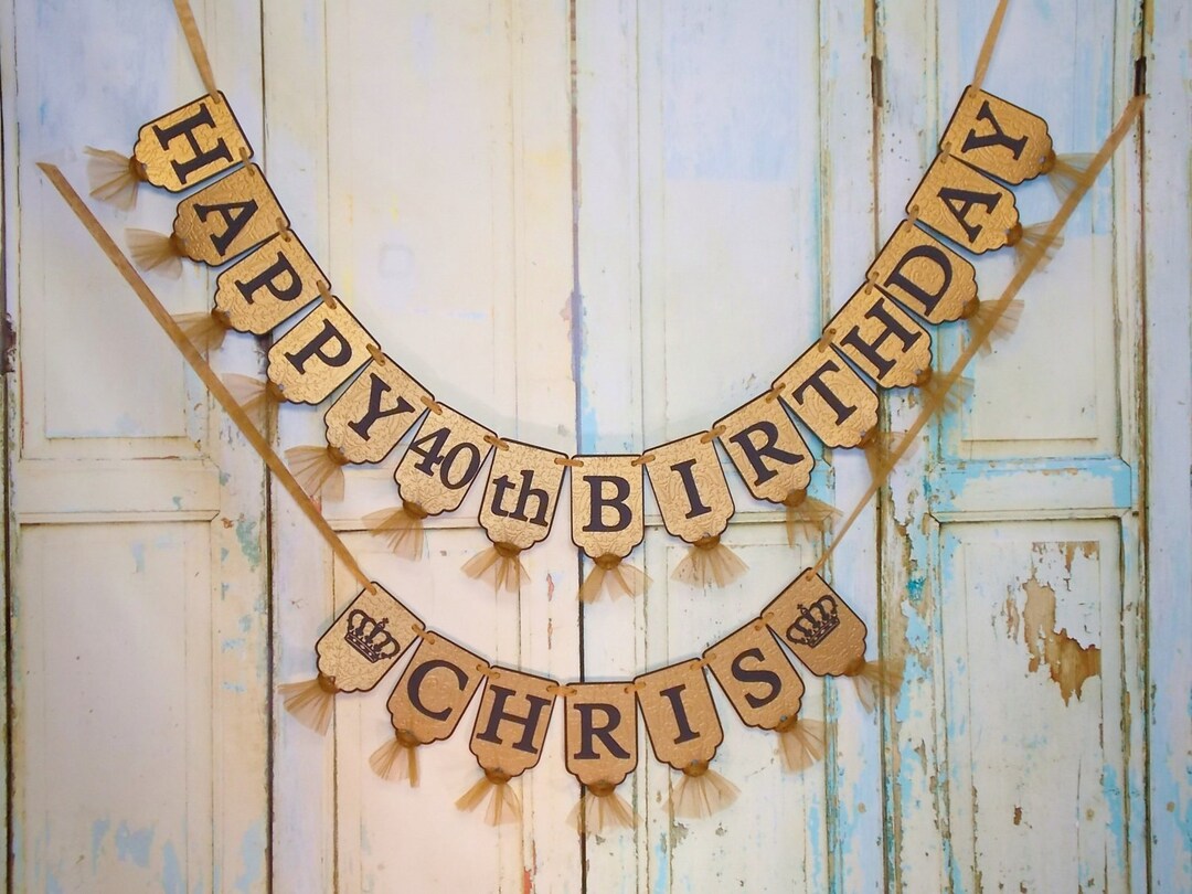 Happy Birthday Banner, Name Banner With Crowns Optional, Happy Birthday ...