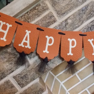 Happy Halloween Banner, Cream Orange and Black Banner, Halloween ...