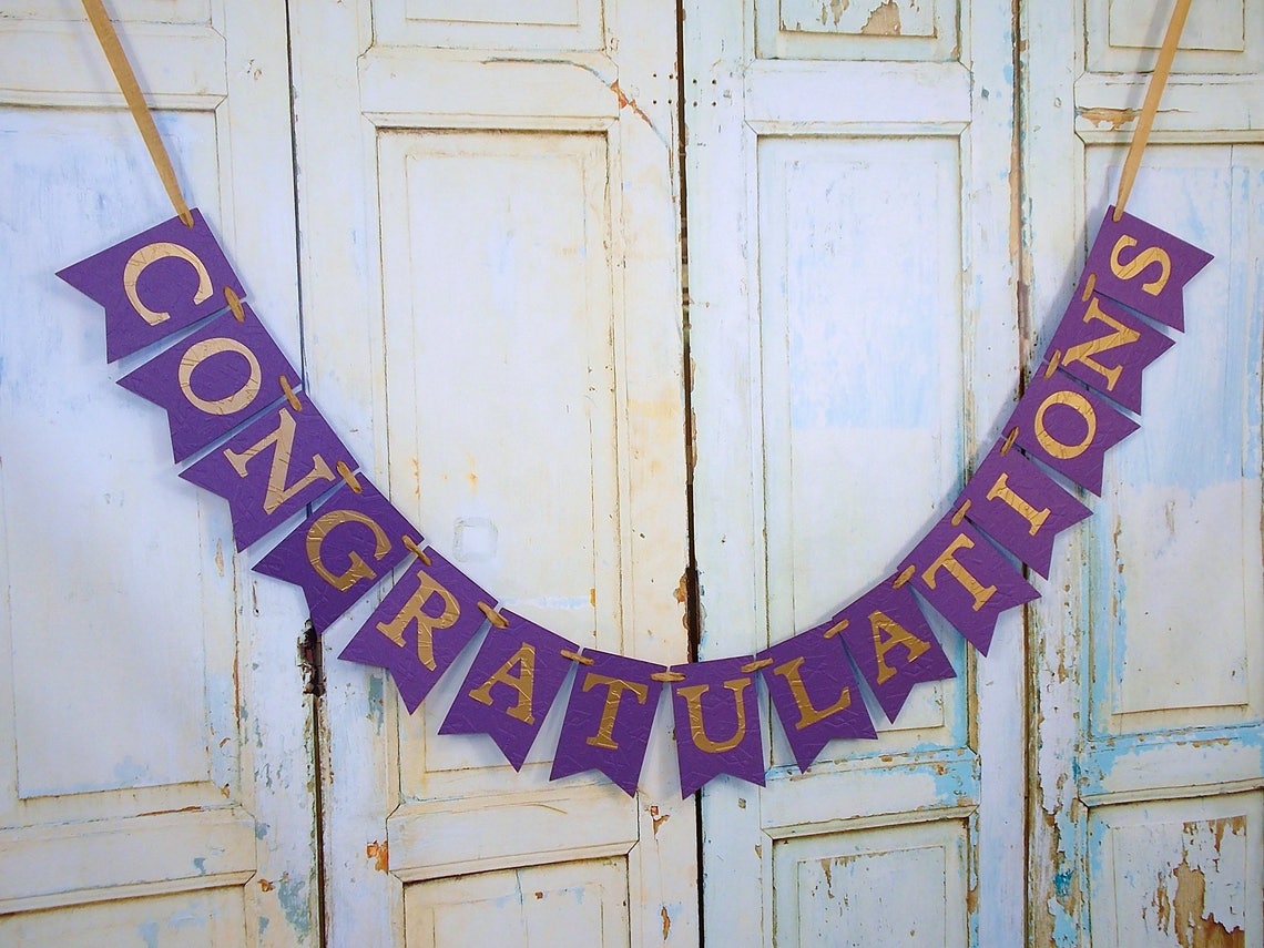 Congratulations Banner Add Name Congrats Sign Purple and - Etsy