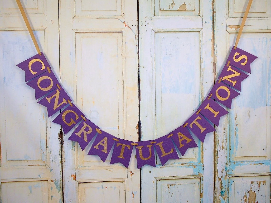 Congratulations Banner Add Name Congrats Sign Purple and - Etsy