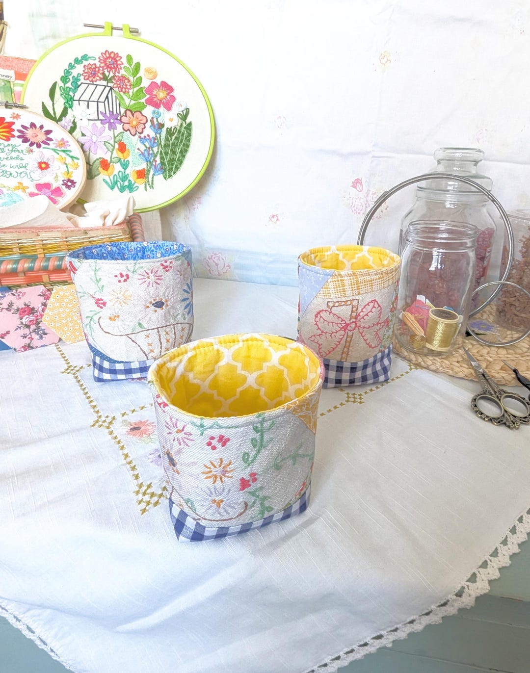 Vintage Embroidered Pint Jar Cozy: Sourdough Warmer, Thread Catcher - Etsy