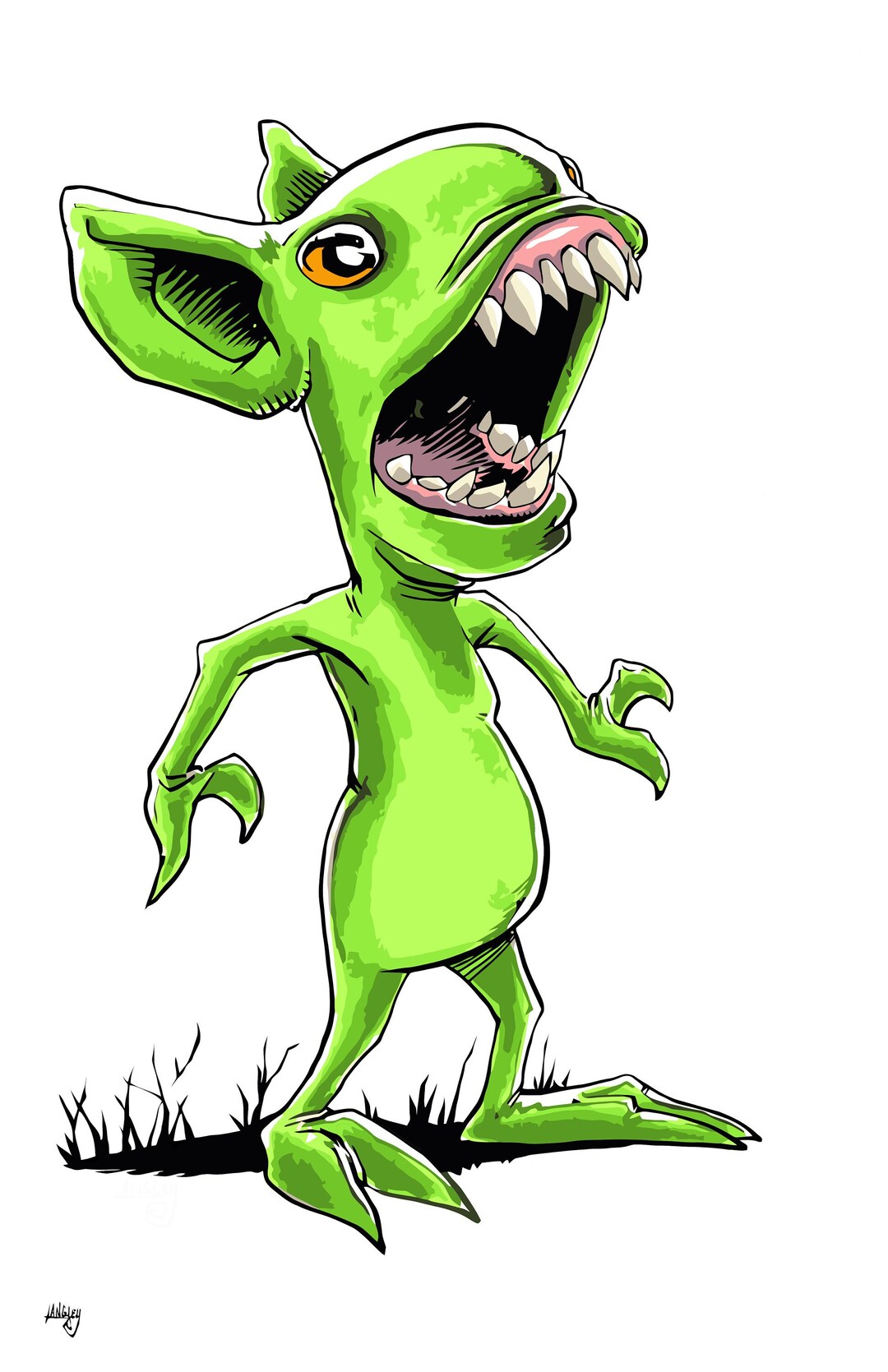 Hopkinsville Goblin Cartoony 11x17" SIGNED Chibi Cryptid Poster/print ...