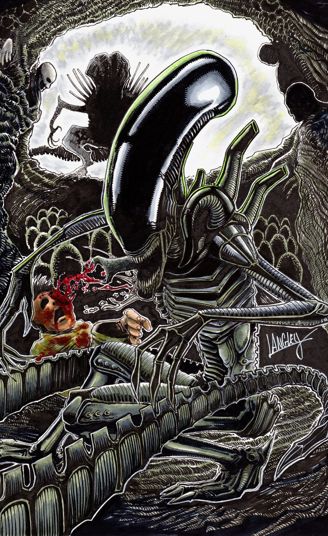 Alien Xenomorph SIGNED 11x17 Print (horror / Scifi Art, Aliens Monsters ...