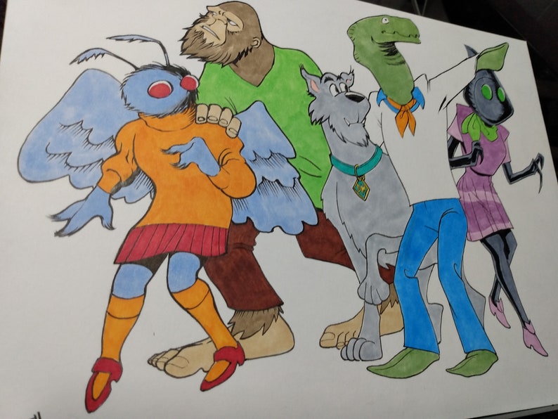 Cryptid Crew Original 9x12 Mothman Bigfoot Scooby Doo Drawing - Etsy