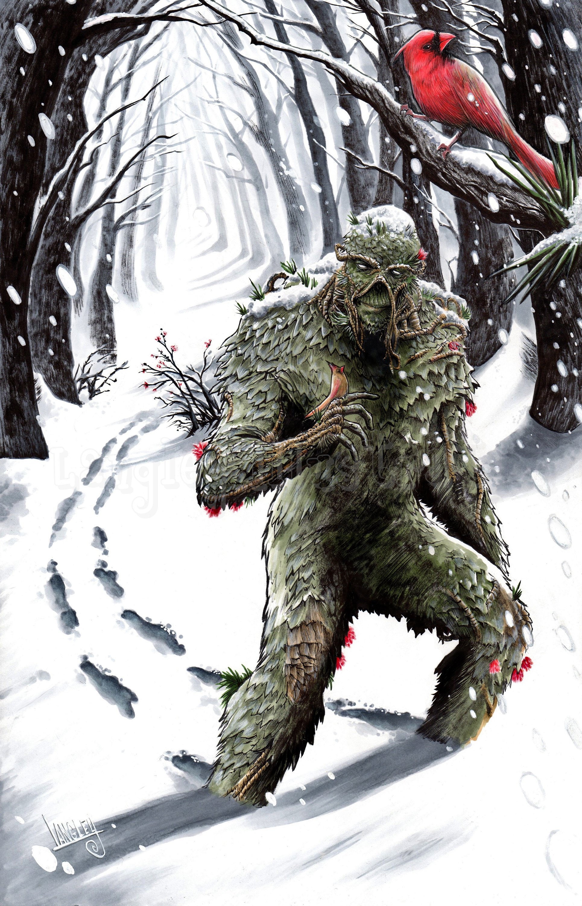 Winter Swamp Thing SIGNED 11x17 Wall Decor Art Print - Etsy