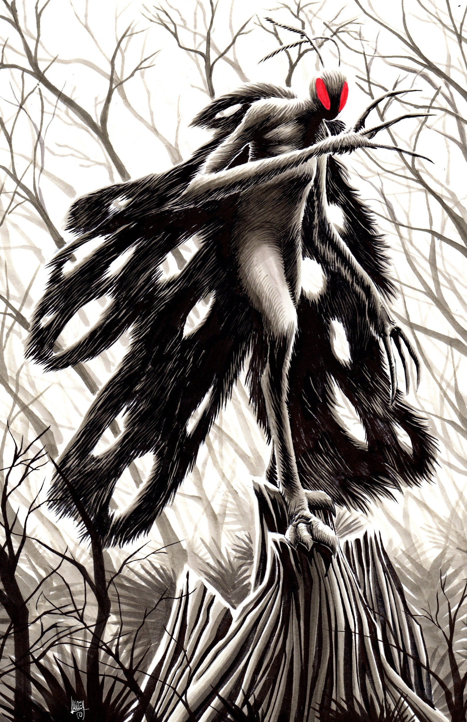 Mothman 11x17 Signed Print Horror Artwork - Etsy