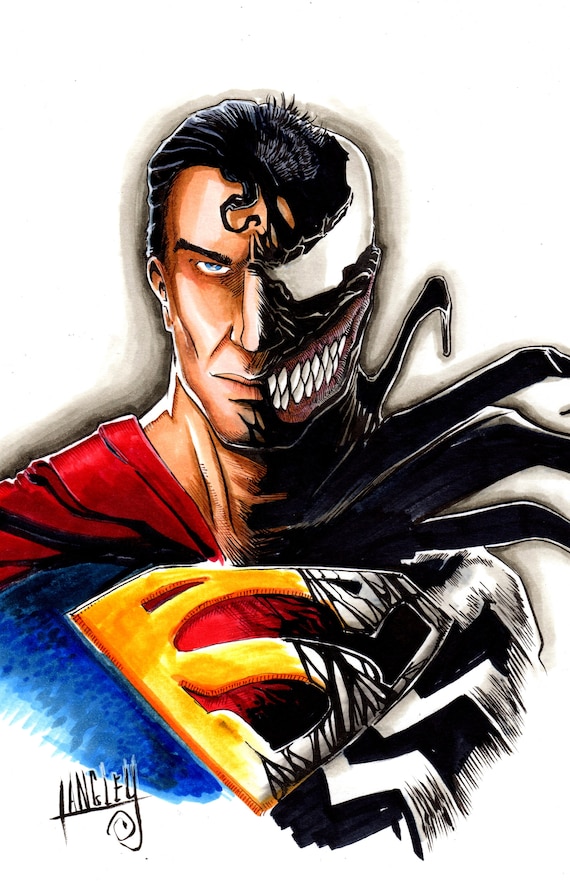 Venom Superman Mashup SIGNED 11x17 Art Print - Etsy