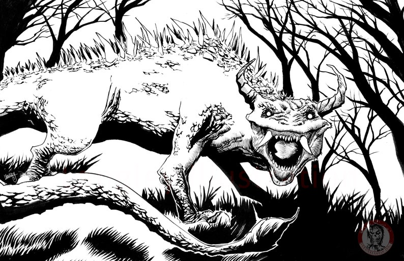 Le Hodag SIGNÉ 11x17 Horror Cryptid Art Print Poster par Shawn Langley ...