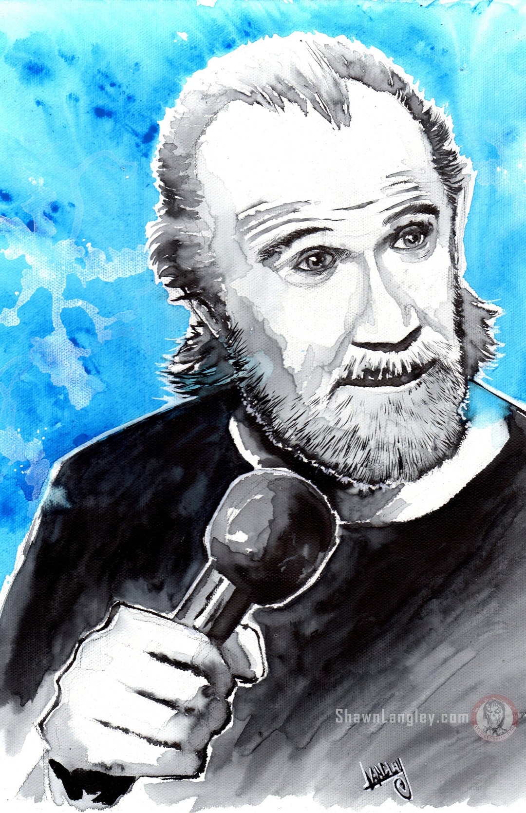 George Carlin SIGNED 11x17 Print Portrait by Shawn Langley - Etsy