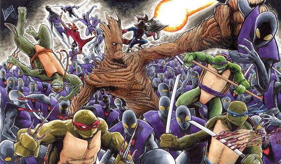 Teenage Mutant Ninja Turtles Groot & Rocket Raccoon SIGNED | Etsy