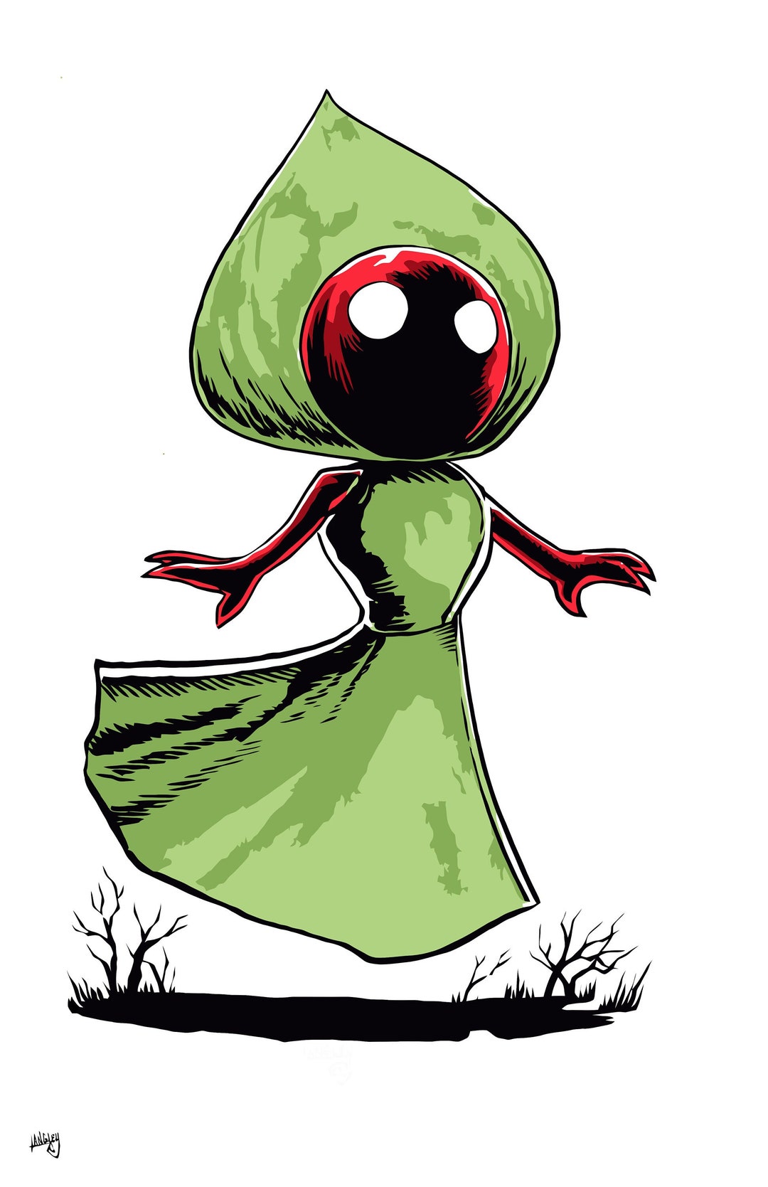 Cartoon Flatwoods Monster 11x17 Signed Print Chibi Cryptid Horror ...