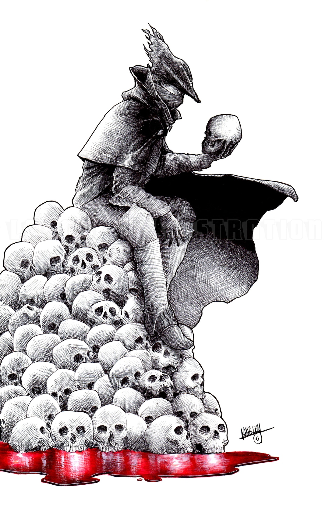 Bloodborne the Hunter Poster, SIGNED 11x17 Video Game Horror Art Print ...