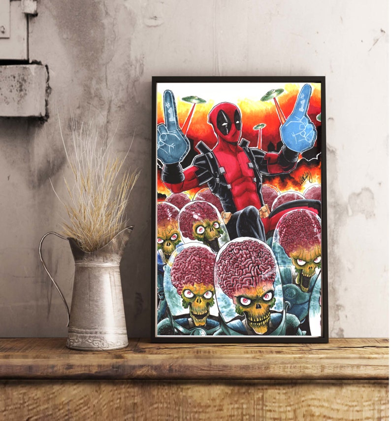 Mars Attacks Deadpool SIGNED 11x17 Comics Horror Art Print - Etsy