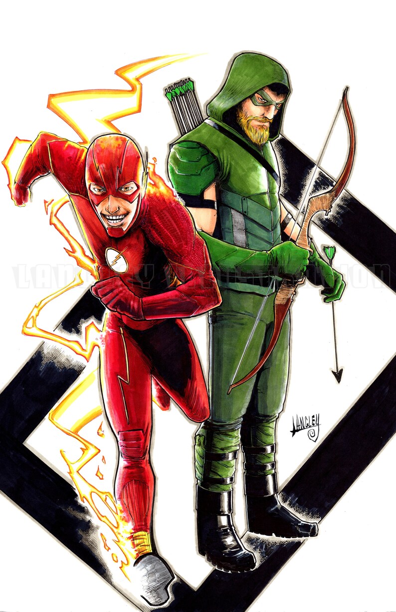 Flash & Green Arrow SIGNED 11x17 Art Print Arrowverse - Etsy