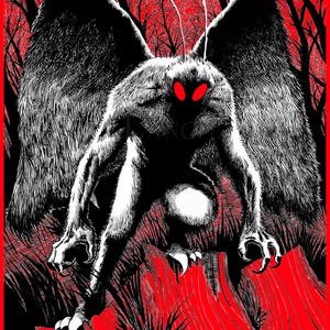 LIMITED EDITION Mothman Red Holographic Prism Print, 11x17 SIGNED W ...