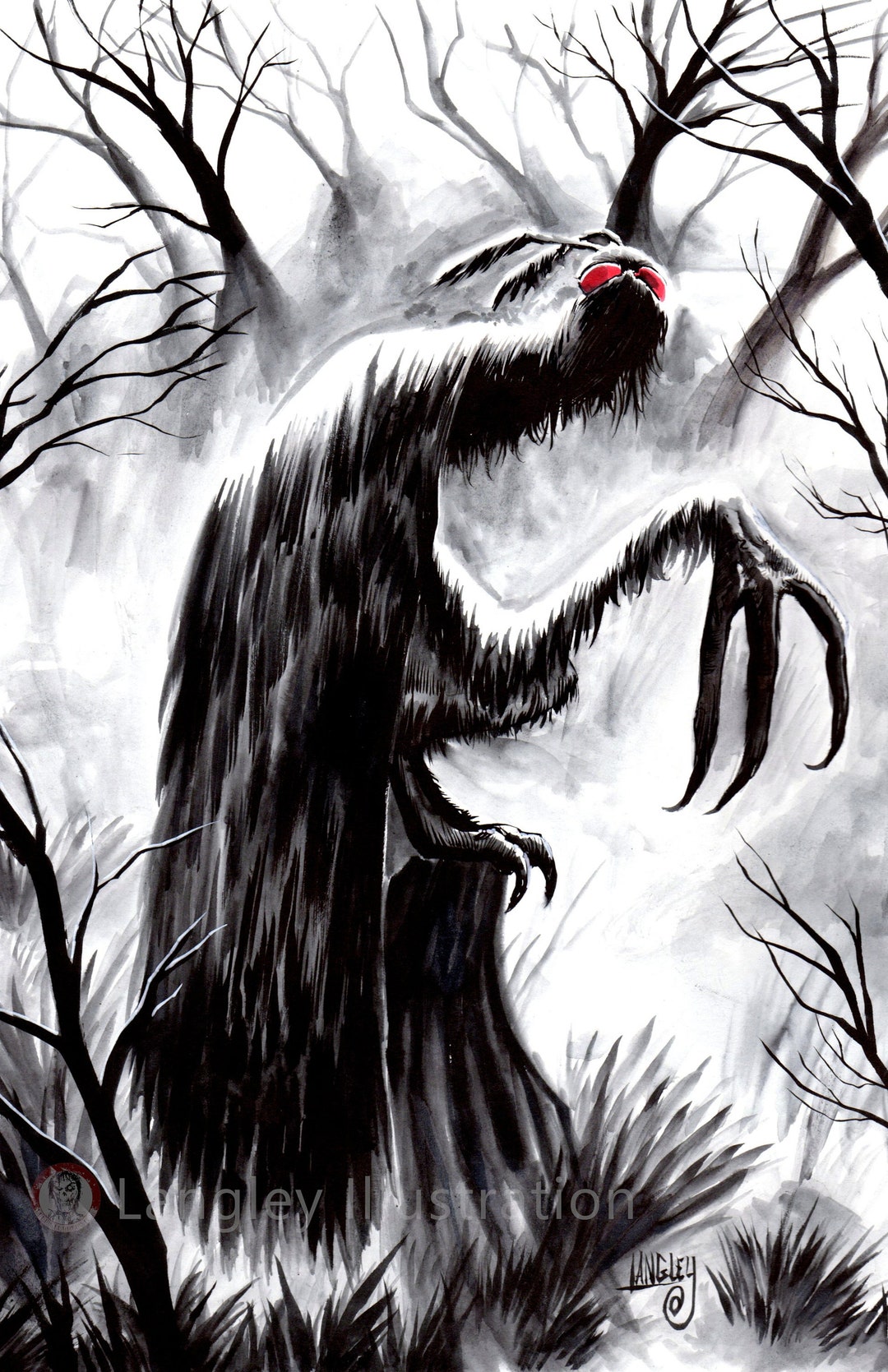 Mothman Creepy 11x17 Signed Print Horror Artwork - Etsy