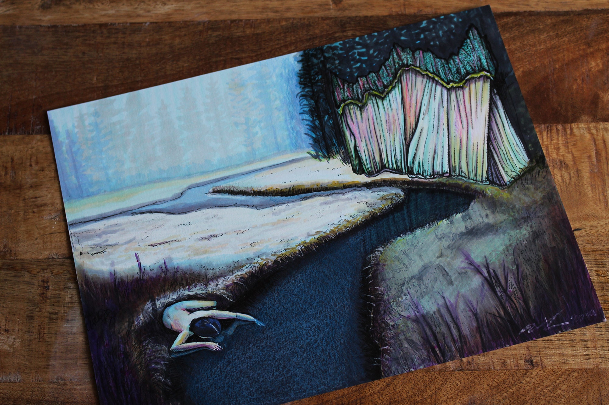 Repose 9x12 Illustration Marker Drawing by Artist Amalia Kouvalis - Etsy