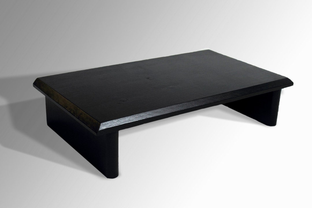 34" Monitor Stand Pine 3/4" Black Paint Glossy 34 X 16 X 10 TV Wood ...