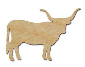 2 34 Longhorn Head Wooden Cutout Shape, Silhouette, Gift Tags Ornaments ...