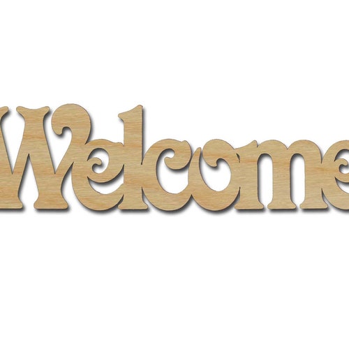 Welcome Unfinished Wood Cut Out Connected Wooden Letters | Etsy