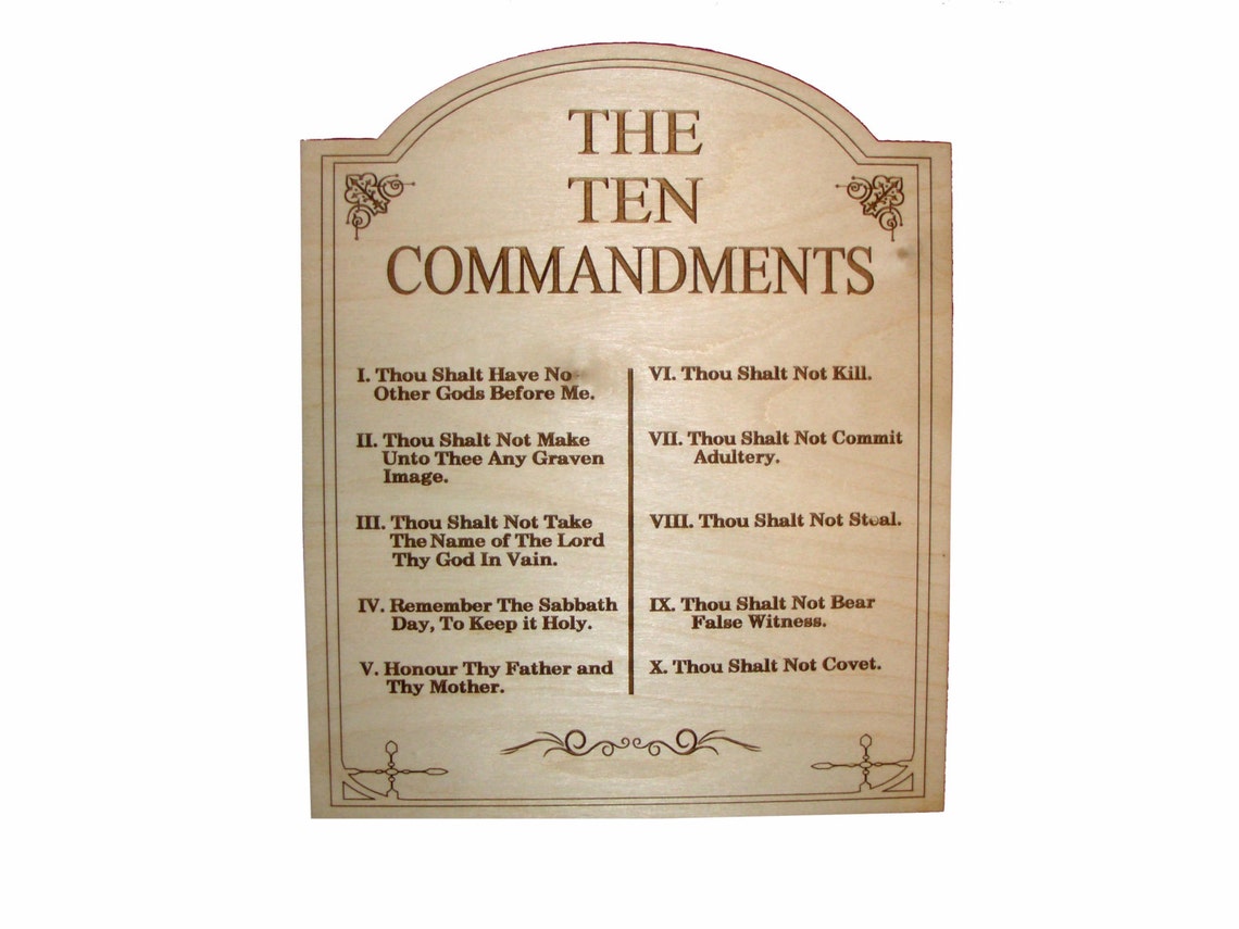 The Ten Commandments Laser Engraved Wood Plaque Artistic Craft - Etsy