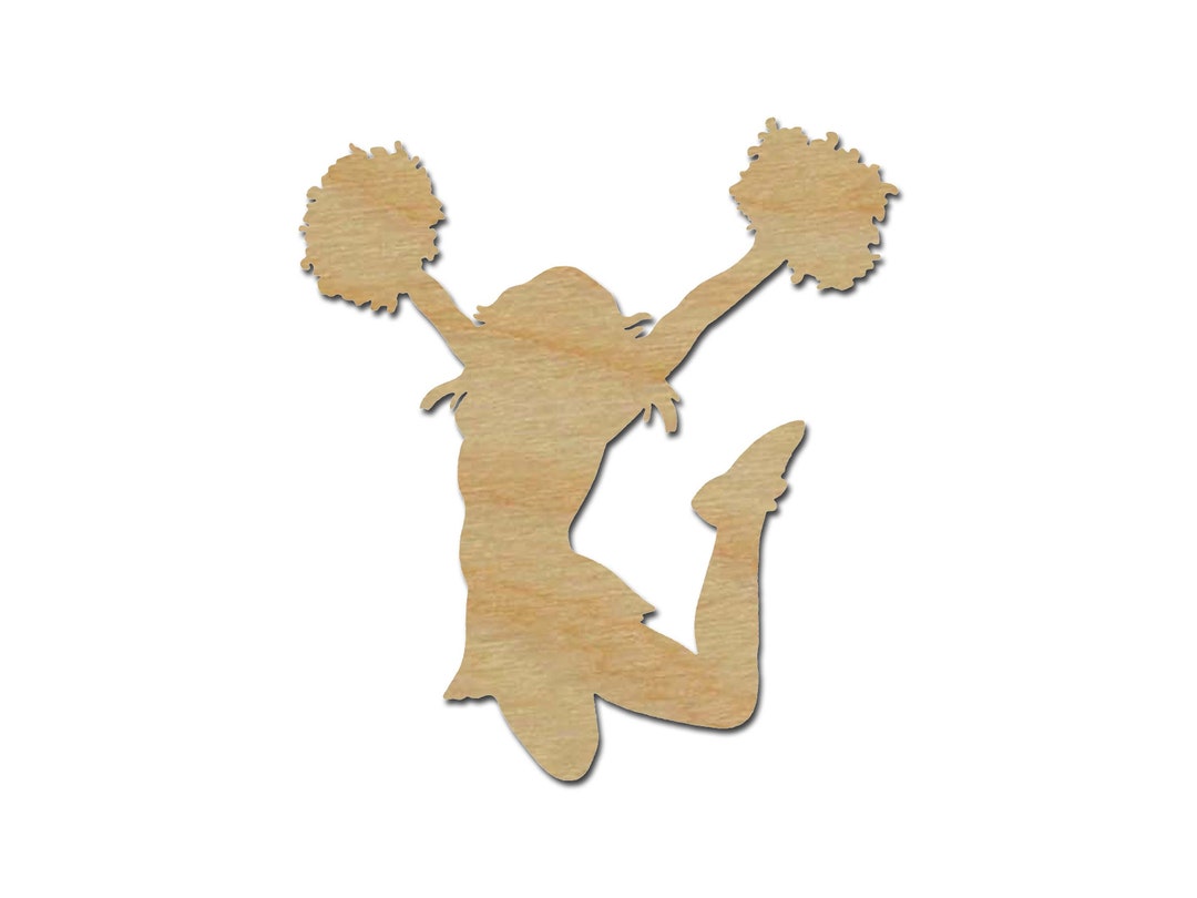 Cheerleader Shape Unfinished Wood Craft Cutouts Cheer Variety of Sizes ...