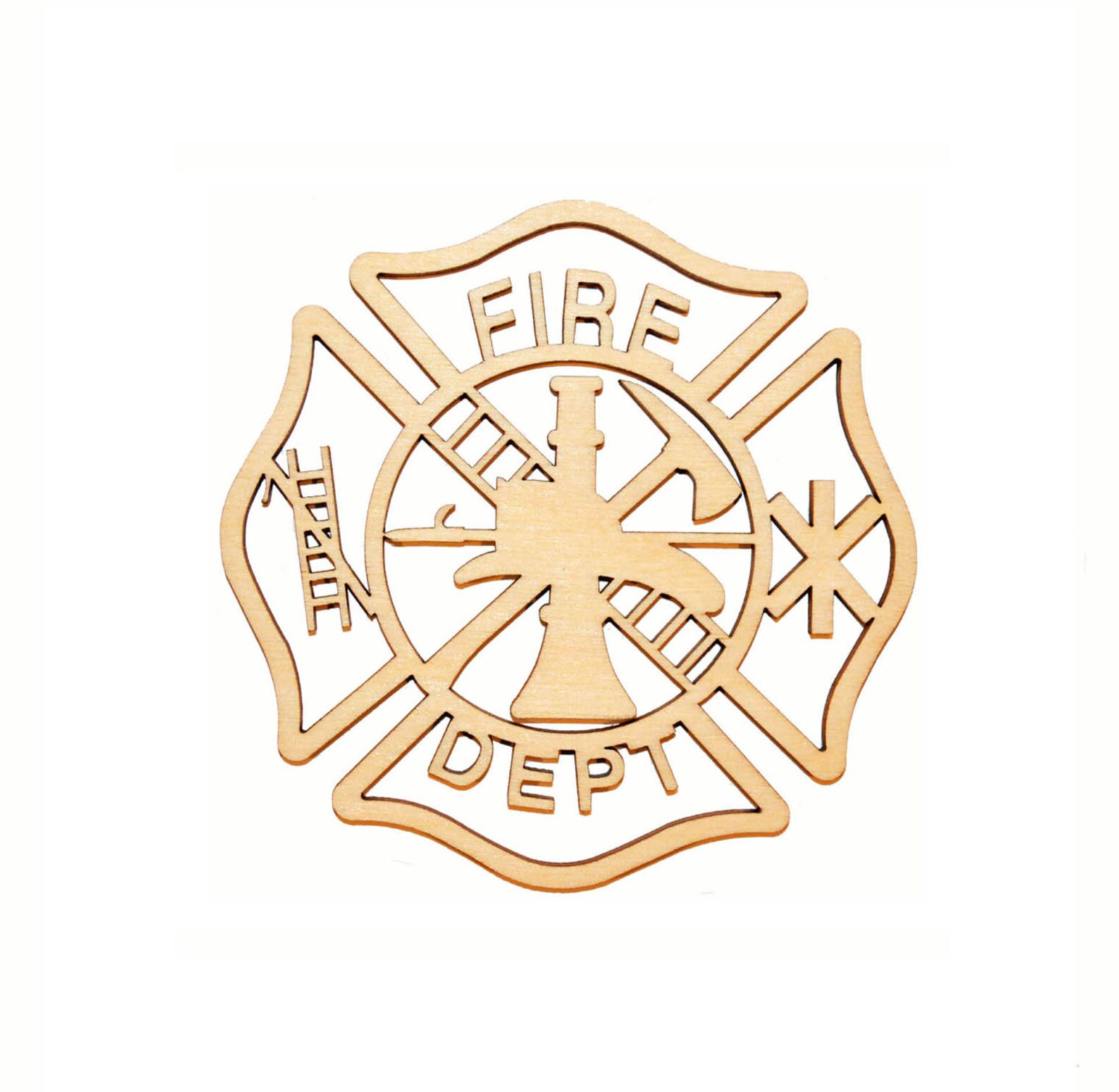 Fireman Maltese Cross Wood Cut Out Unfinished Firefighter Wooden ...