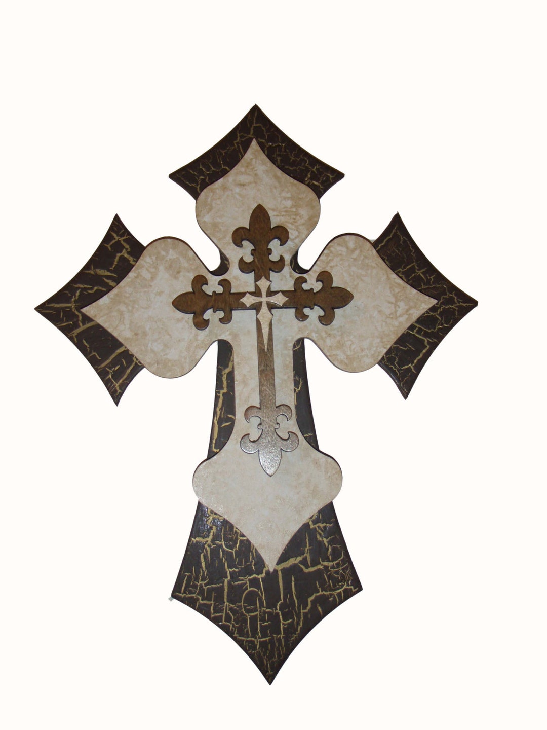 Finished Wooden Cross Layered Stacked Decorative Wall Crosses 15 Inch ...